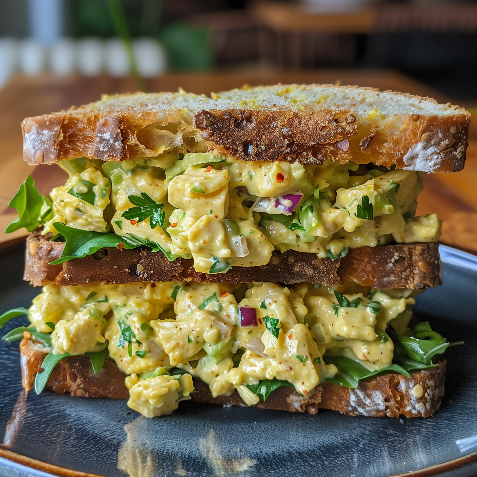 Curried Egg and Chicken Salad Sandwich