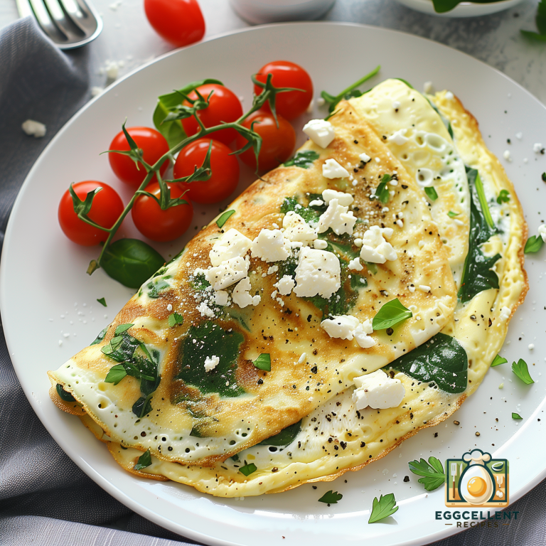 Mediterranean Egg White Omelet with Spinach and Feta