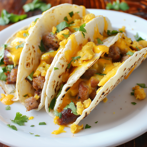 Sausage, Egg, and Cheese Breakfast Tacos