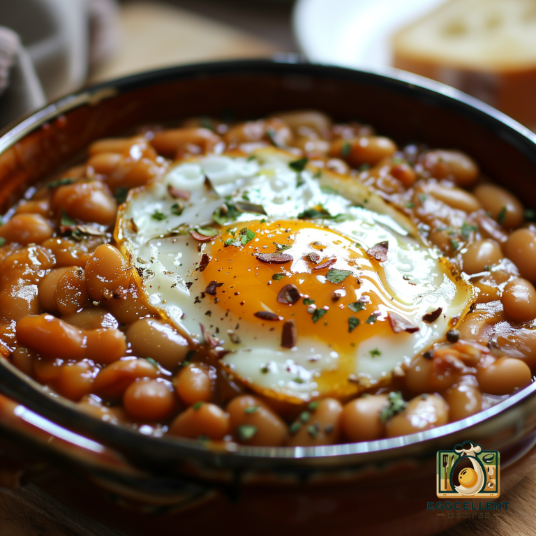 Maple Syrup Baked Beans with Eggs