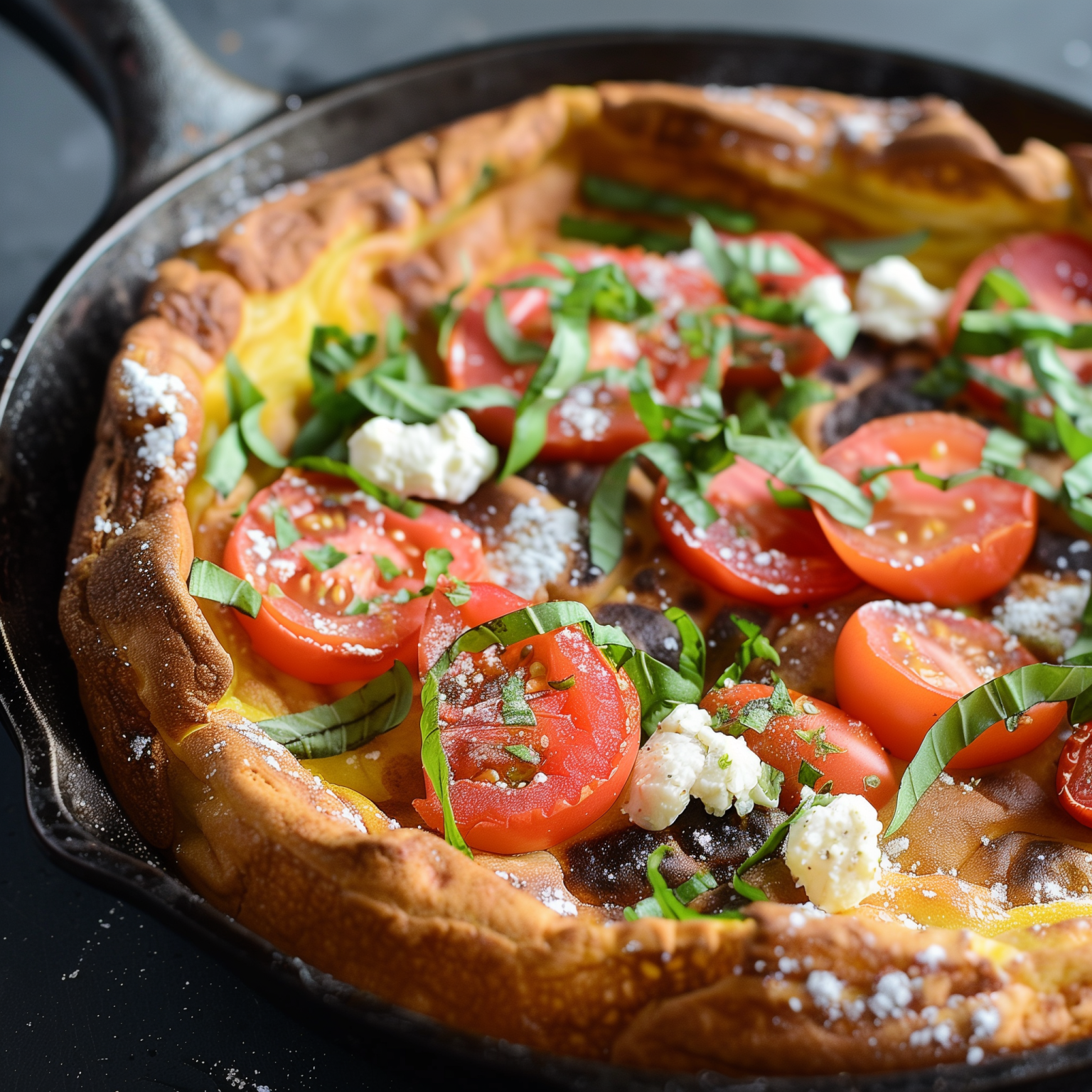 Savory Dutch Baby with Tomato and Goat Cheese