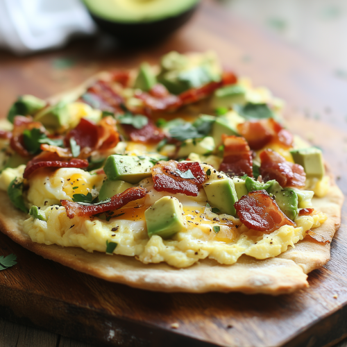 Egg, Bacon, and Avocado Breakfast Flatbread