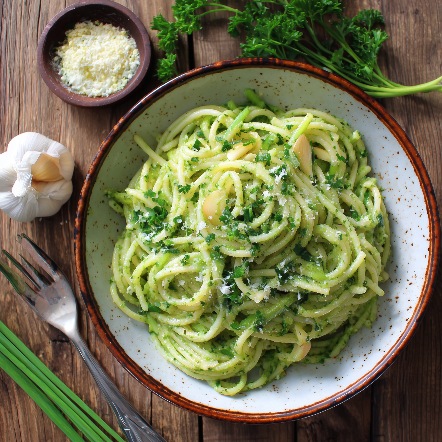 Garlic Scape Pesto Pasta